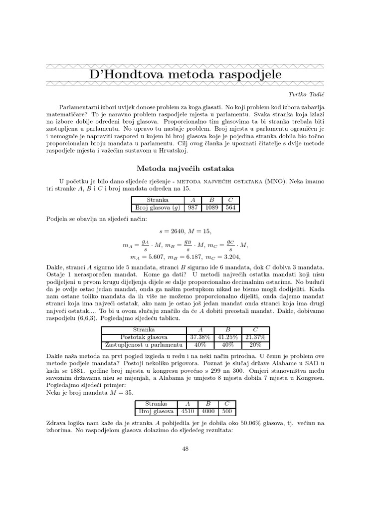 D'Hontova Metoda | PDF