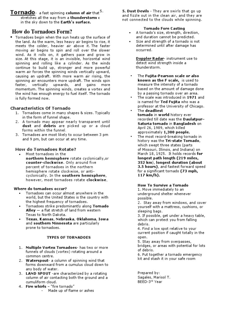 Characteristics of Tornado | PDF | Tornadoes | Thunderstorm