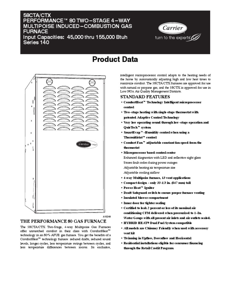 Carrier 58cta070 | PDF | Furnace | Air Conditioning