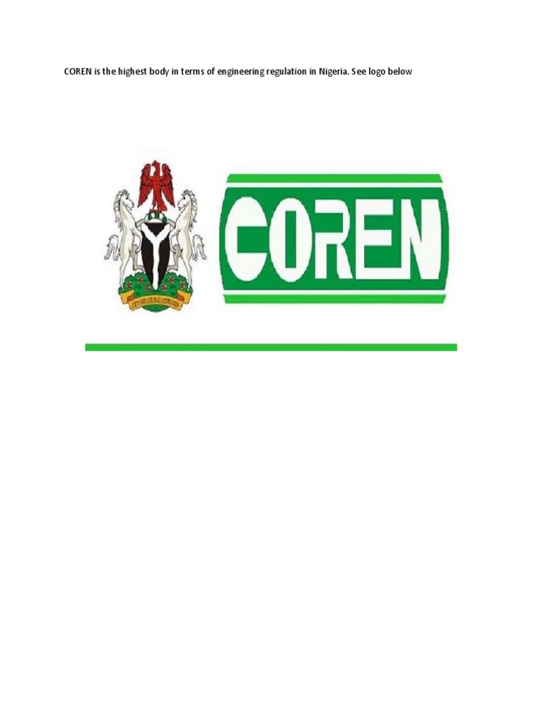 COREN Is The Highest Body in Terms of Engineering Regulation in Nigeria ...