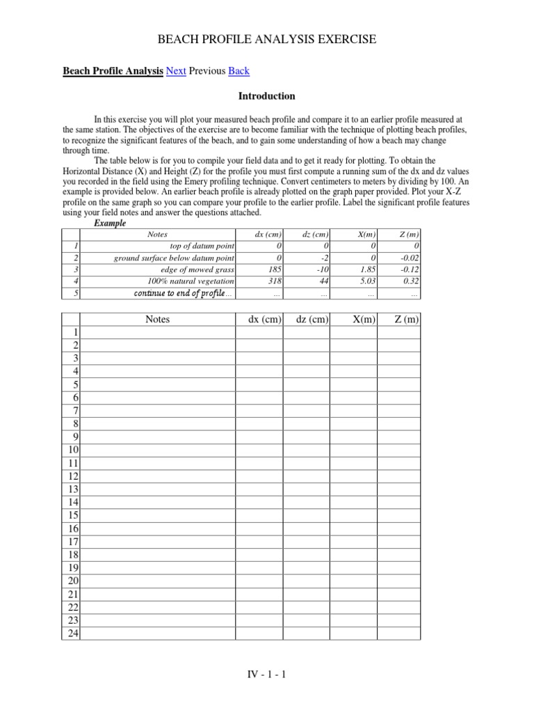 Beach Profile Analysis Exercise | PDF | Beach | Nature