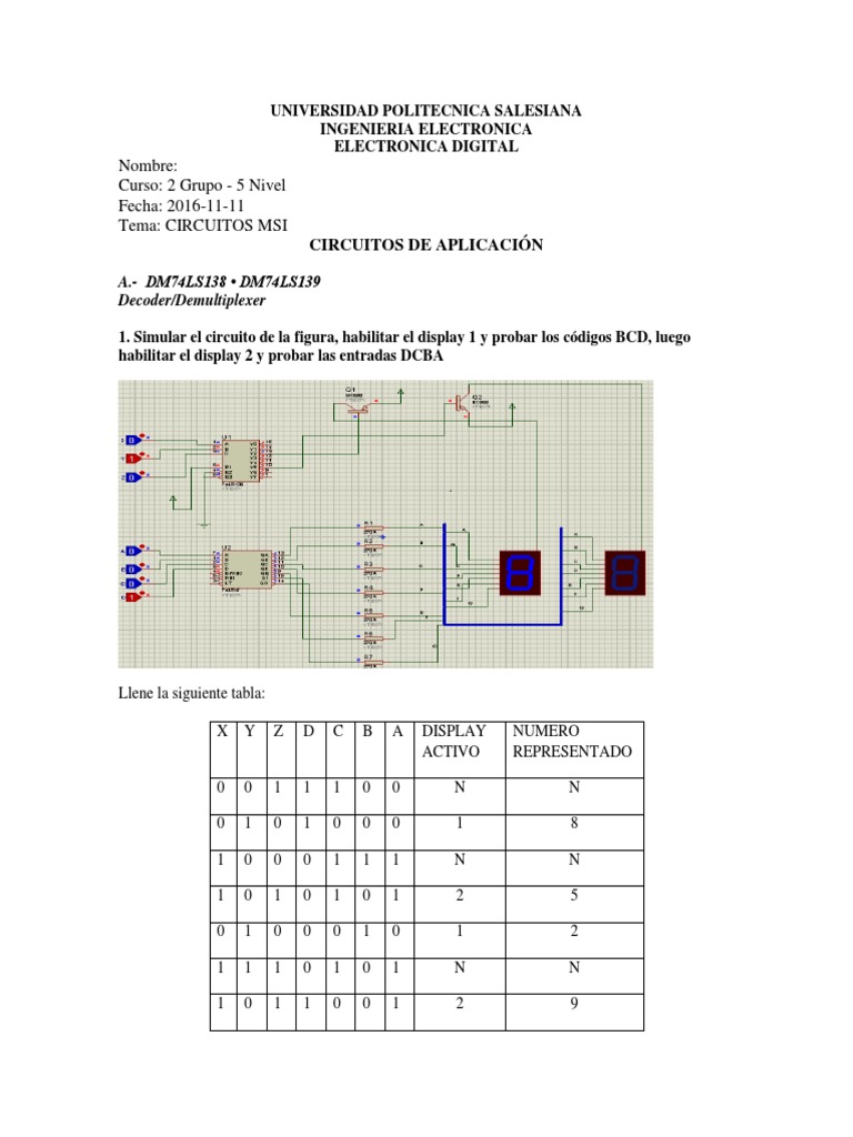 Circuitos Msi | PDF | Decimal codificado en binario | Aritmética