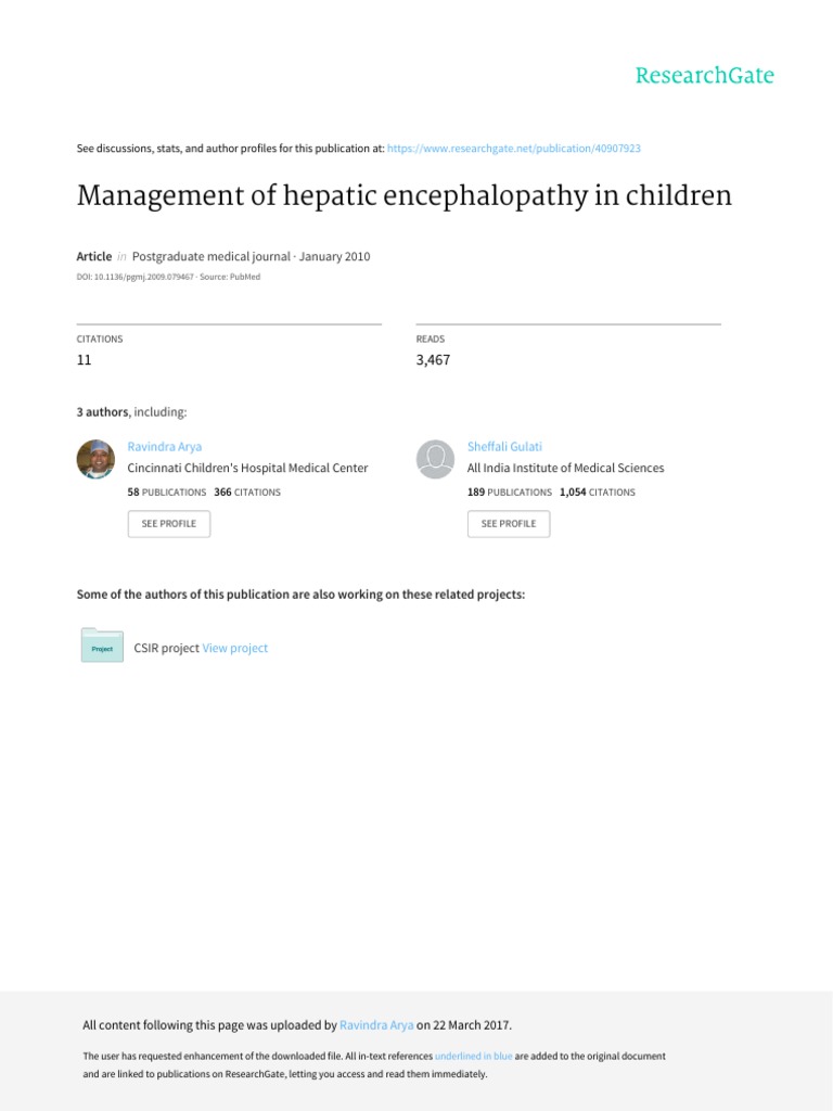 Hepatic Encephalopathy | PDF | Liver | Cirrhosis