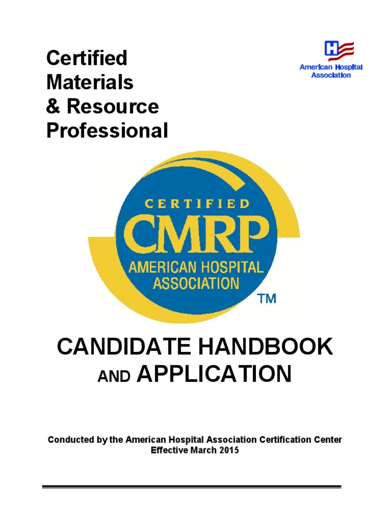 AHA CMRP Handbook | PDF | Professional Certification | Inventory