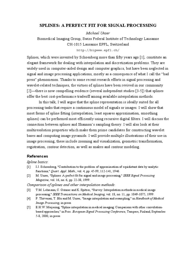 Splines in Signal Processing | PDF | Interpolation | Spline (Mathematics)