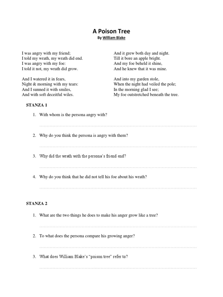 A Poison Tree | PDF | Anger