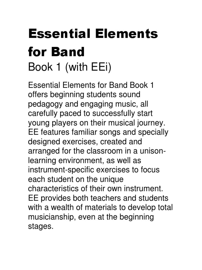 Essential Elements For Band: Book 1 (With Eei) | PDF
