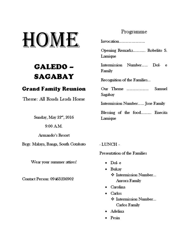 Galedo - Sagabay: Programme | PDF
