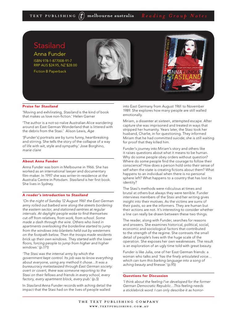 STASILAND ReadingGroupNotes | PDF | Stasi