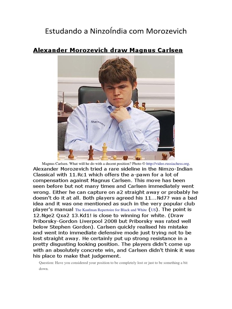 Estudando A Ninzo-Índia Com Morozevich | PDF | Board Games ...