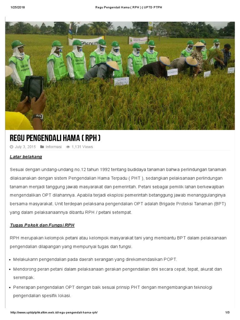 Regu Pengendali Hama (RPH) - UPTD PTPH | PDF