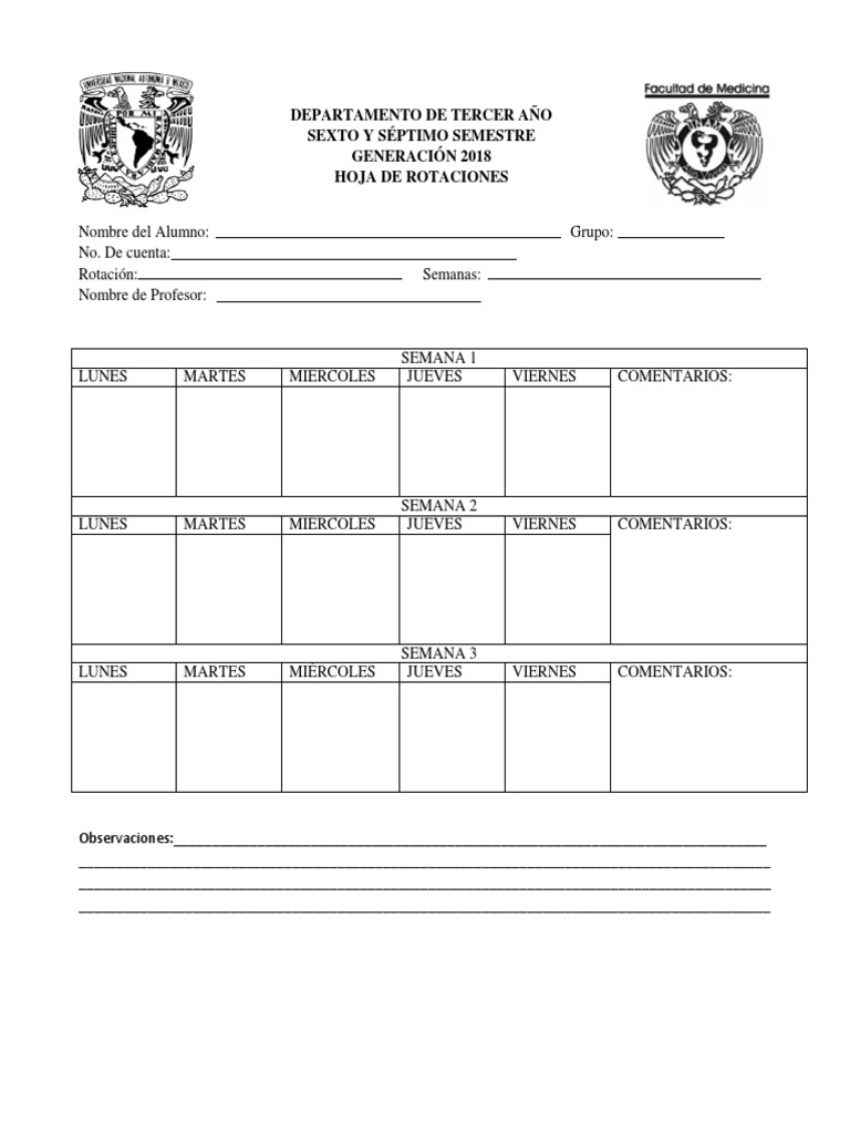 Hoja de Rotacion | PDF
