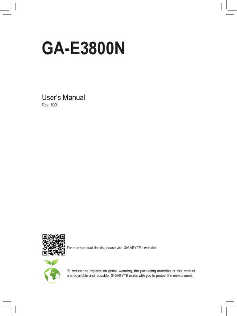 MB Manual Ga-E3800n e | PDF | Bios | Booting