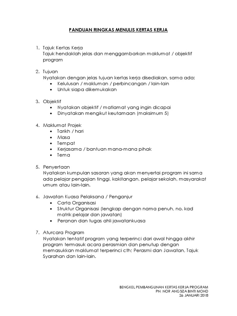 Panduan Ringkas Menulis Kertas Kerja | PDF