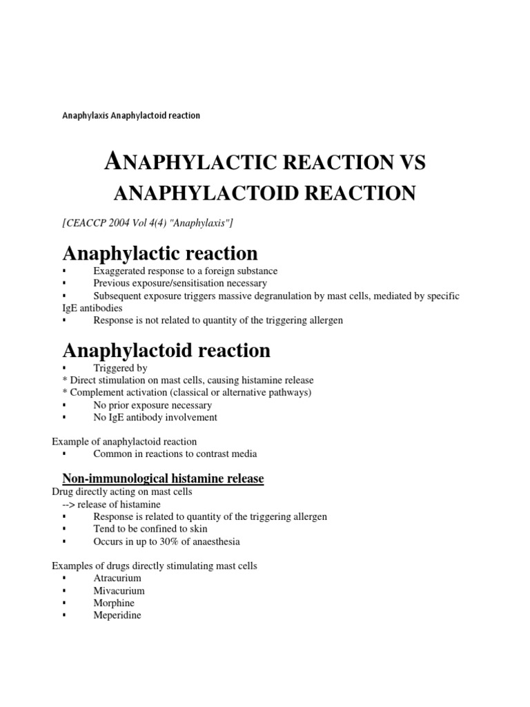 Anaphylaxis Anaphylactoid Reaction | Allergy | Clinical Medicine