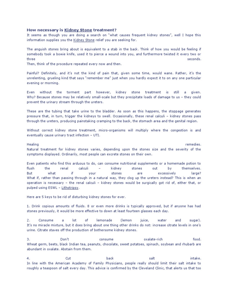 Kidney Stones | PDF | Kidney | Urinary Tract Infection