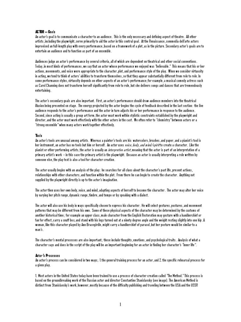 ACTING General Handout | PDF | Actor | Theatre