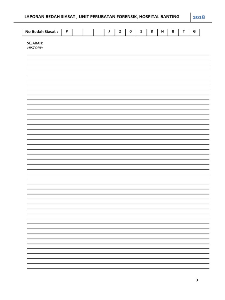 Laporan Bedah Siasat, Unit Perubatan Forensik, Hospital Banting | PDF
