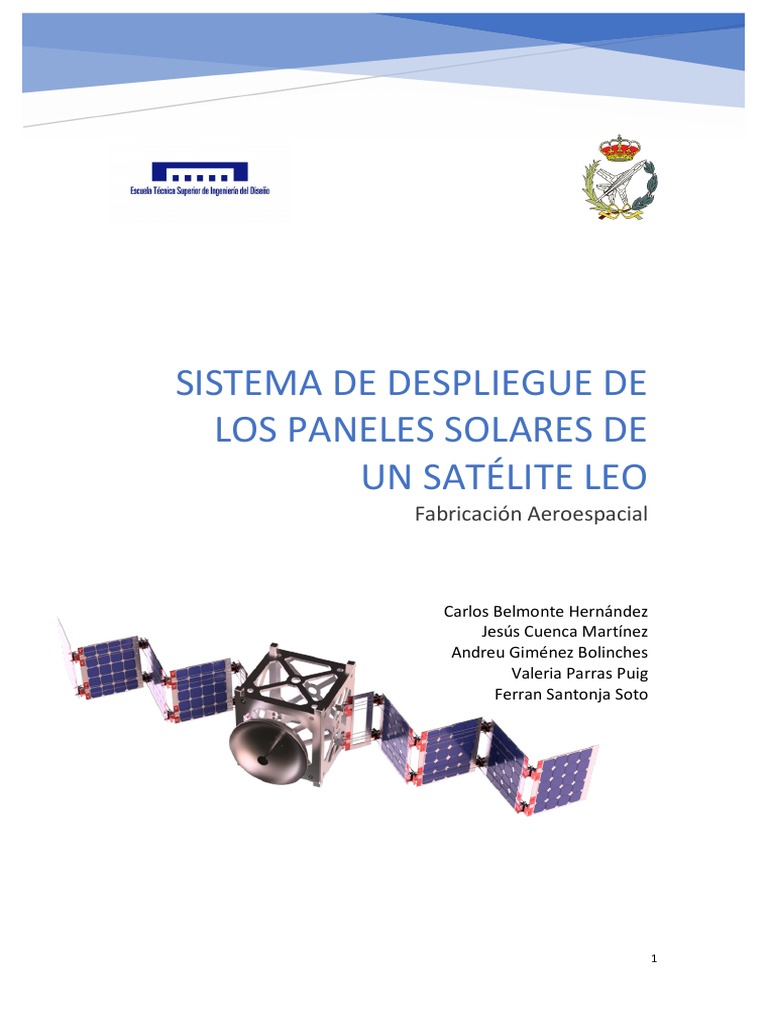 Sistema de Despliegue de Los Paneles Solares de Un Satélite LEO | PDF ... Sistema de Despliegue de Los Paneles Solares de Un Satélite LEO | PDF ...