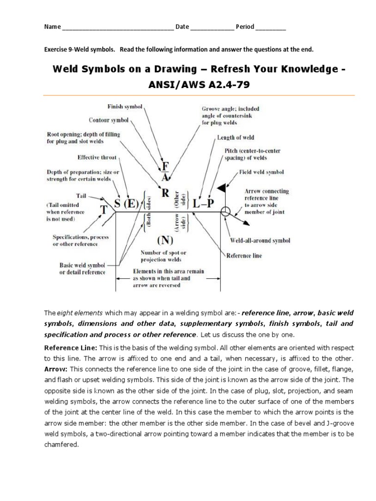 Exercise 9 Welding Symbols | PDF | Angle | Teaching Mathematics