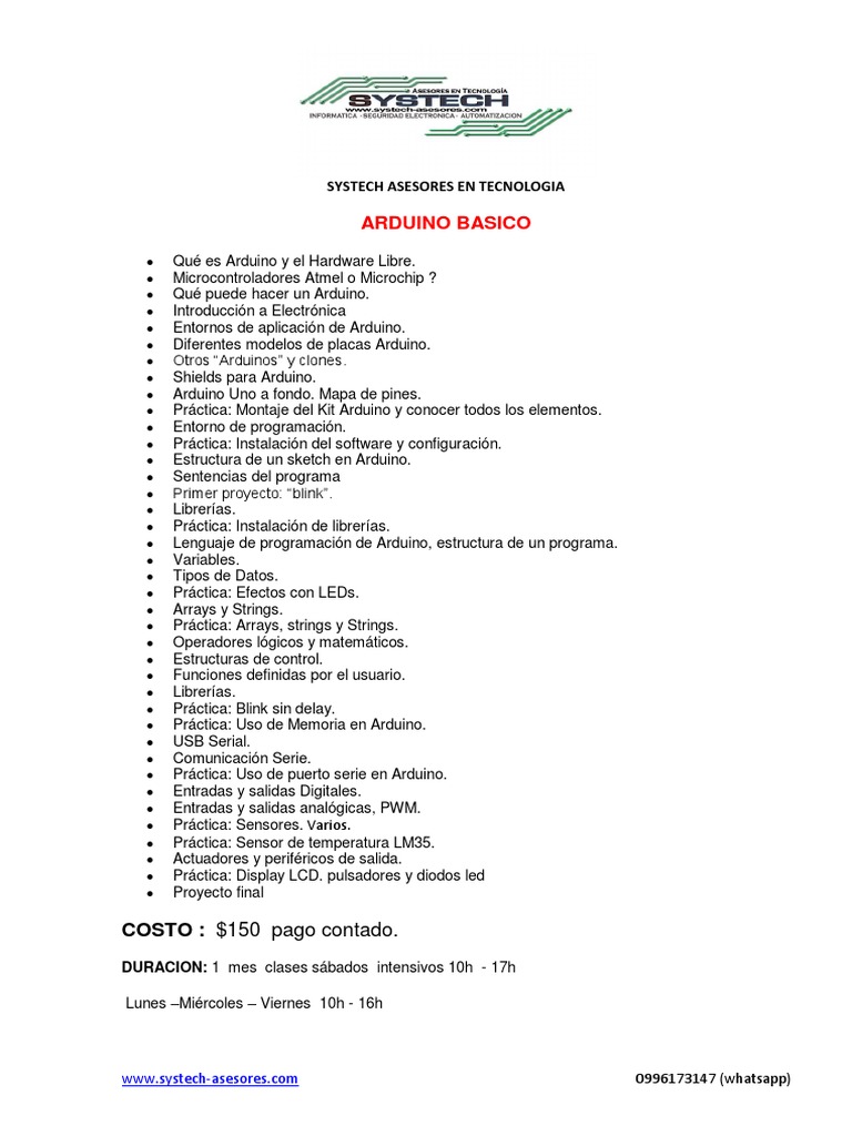 Temario Completo Curso Arduino | PDF | Arduino | Bienes manufacturados