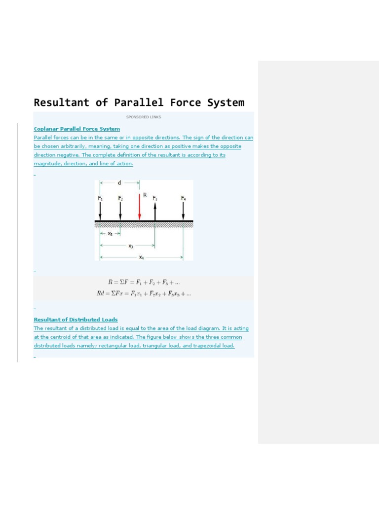 Resultant of Parallel Forces | PDF | Norm (Mathematics) | Weight