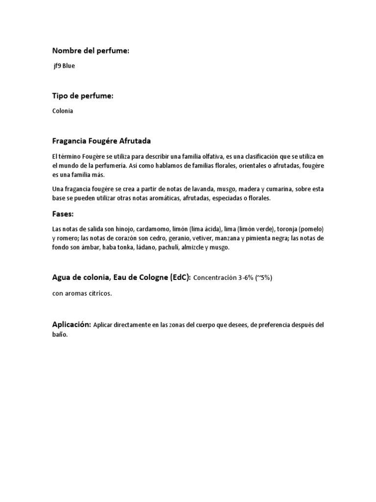 Información Perfume Jf9 Blue | PDF