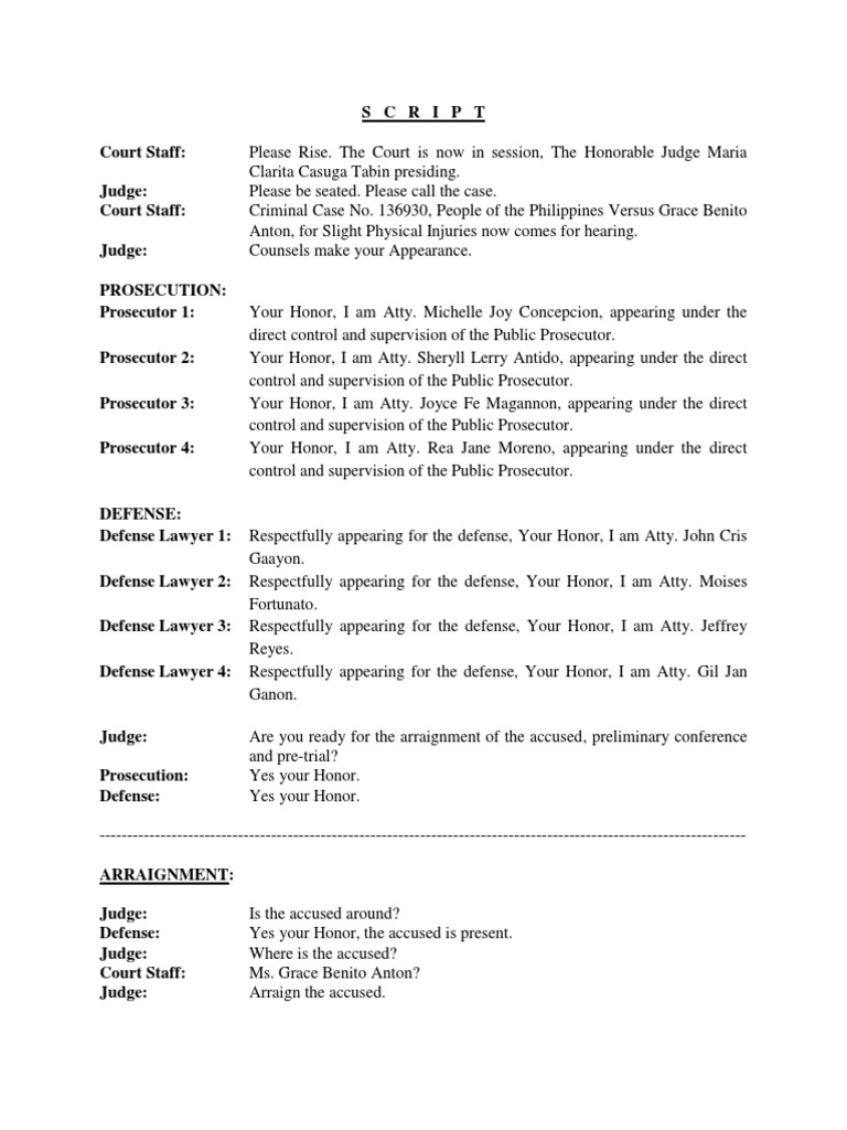 SCRIPT | PDF | Prosecutor | Cross Examination