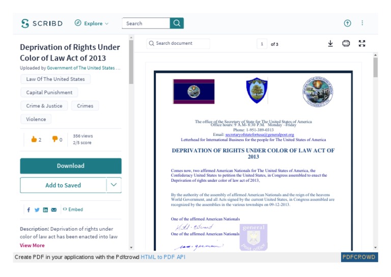 WWW Scribd Com Document 168794257 Deprivation of Rights Unde | PDF ...