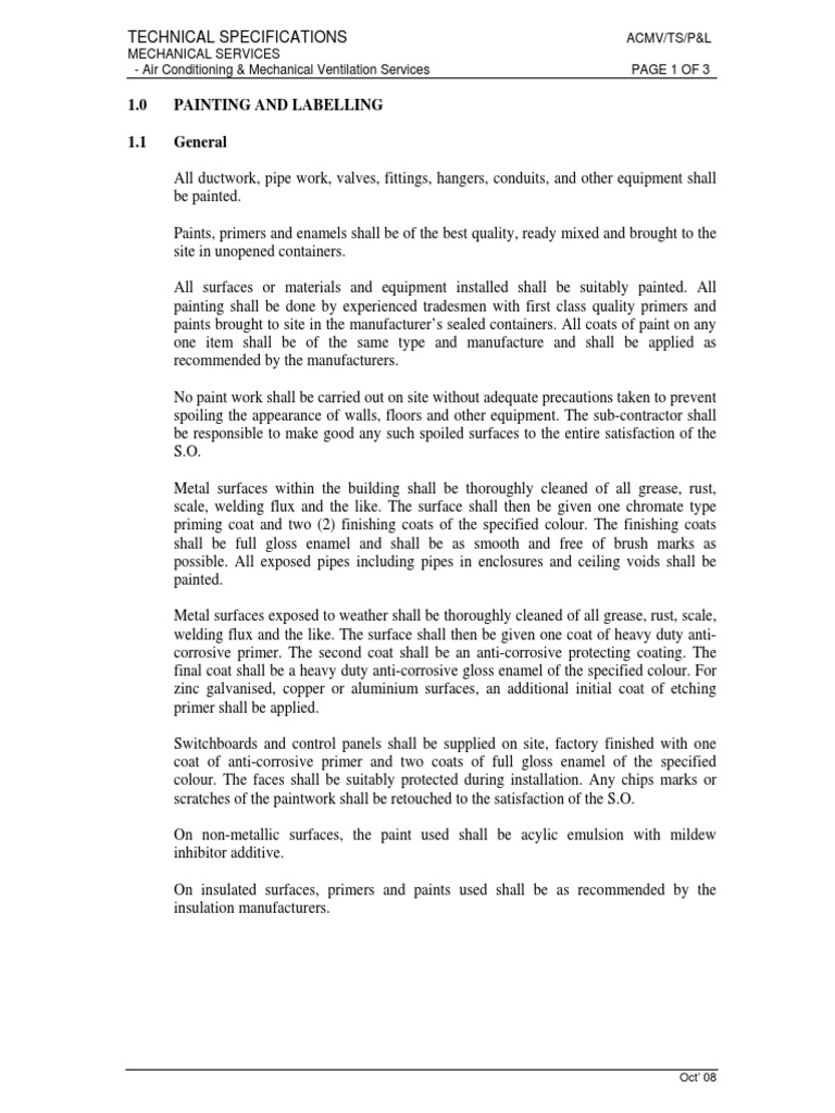 12.ACMV (Painting & Labelling) - PDF | PDF | Pipe (Fluid Conveyance ...