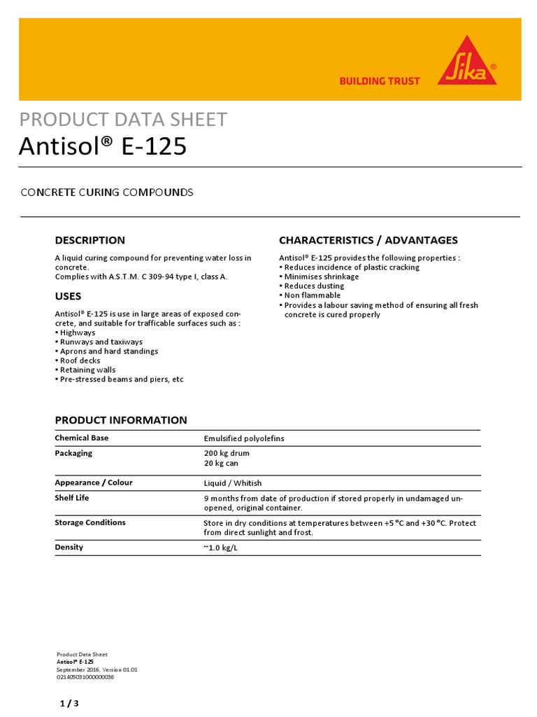 Antisol e 125 Pds en | PDF | Concrete | Chemistry
