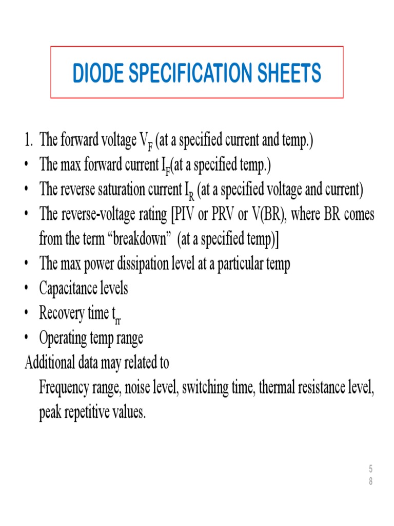 Diode Specification Sheets | PDF | Diode | Light Emitting Diode