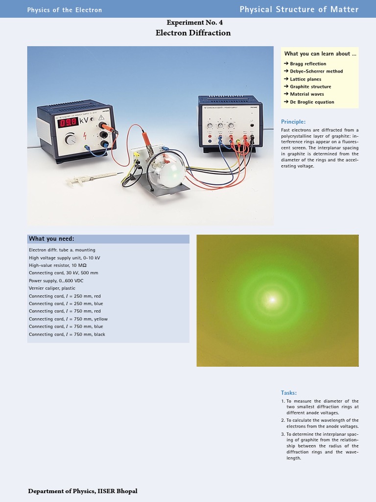 Electron Diffraction PHYWE | Download Free PDF | Diffraction | Electron