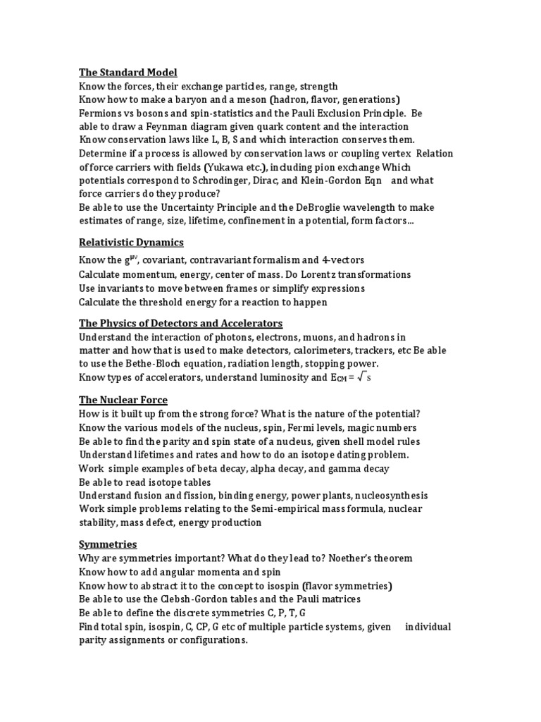 Particle Summary | PDF | Spin (Physics) | Quark