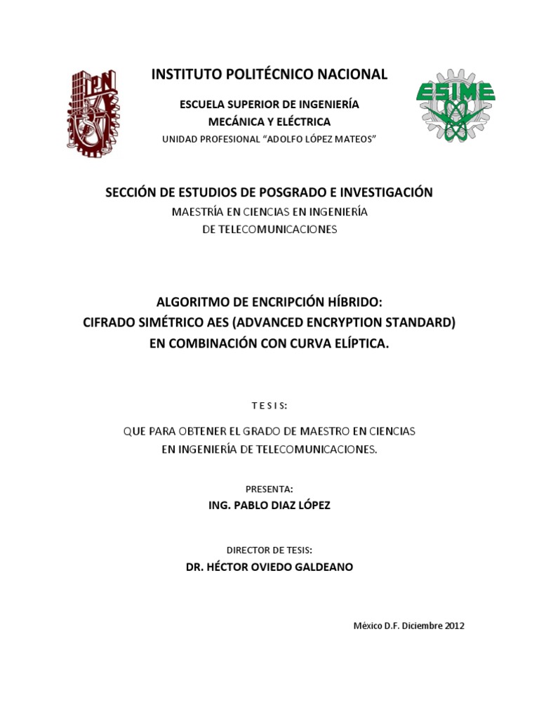 Algoritmo De Encriptacion Hibrido Cifrado Simetrico Aes Pdf Pdf Grupo Matemáticas