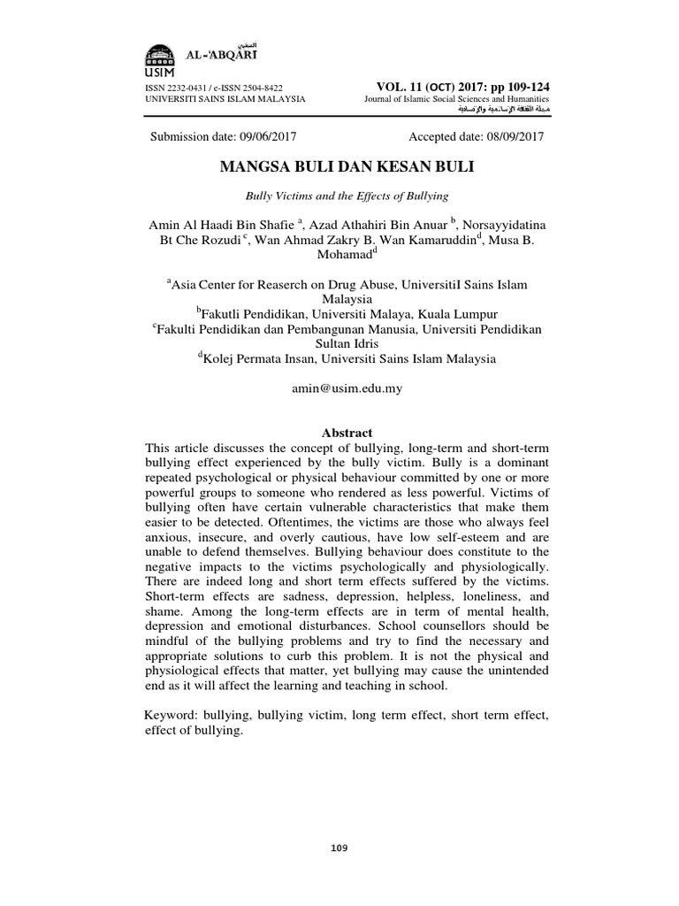 Mangsa Buli Dan Kesan Buli | PDF | Bullying | Behavioural Sciences