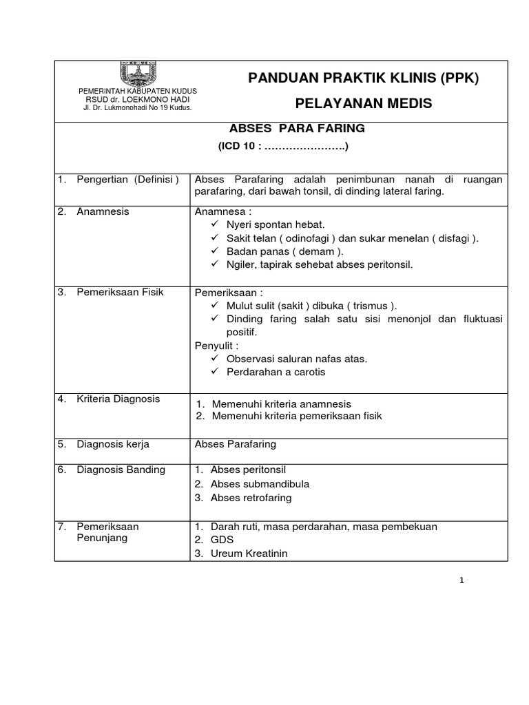 Panduan Abses Parafaring Medis | PDF | Pengembangan Diri | Sains ...