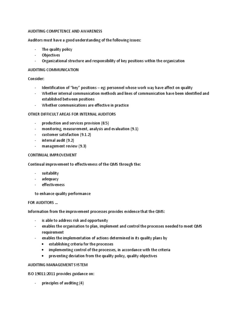 Auditing Competence and Awareness | PDF | Internal Audit | Audit