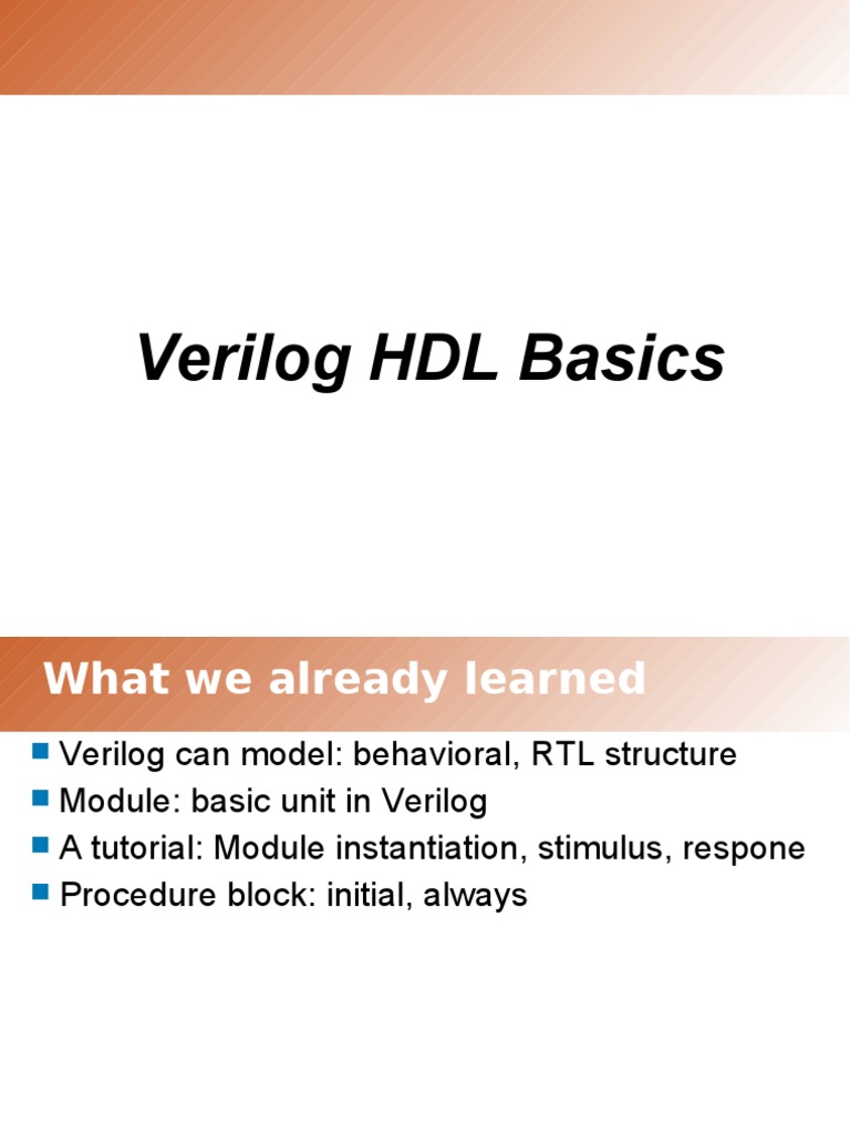 Verilog HDL Basics | PDF | Parameter (Computer Programming) | Hardware Description Language