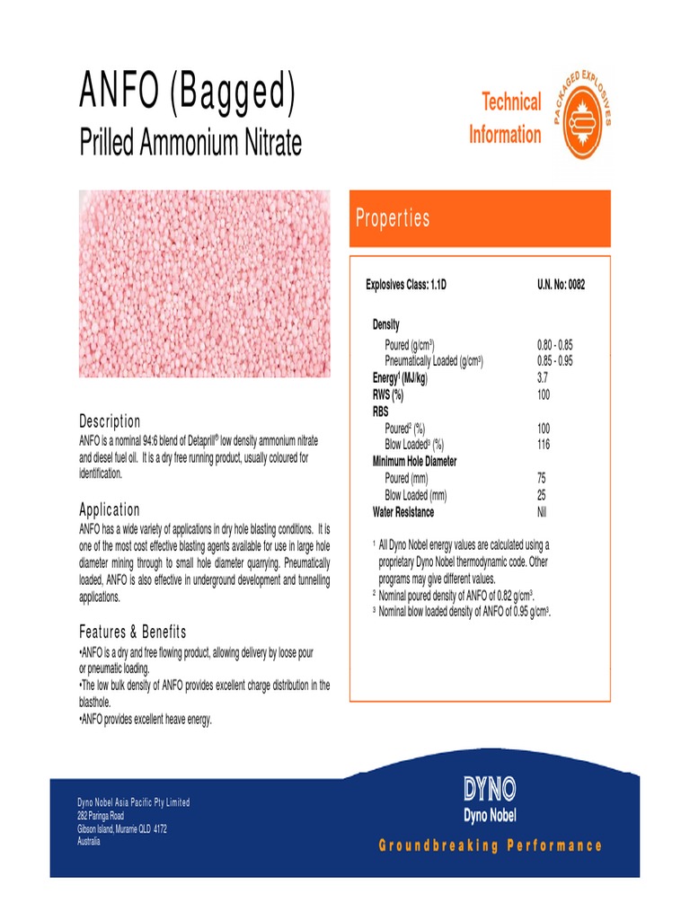 ANFO Tds | PDF | Explosive Material | Energy And Resource