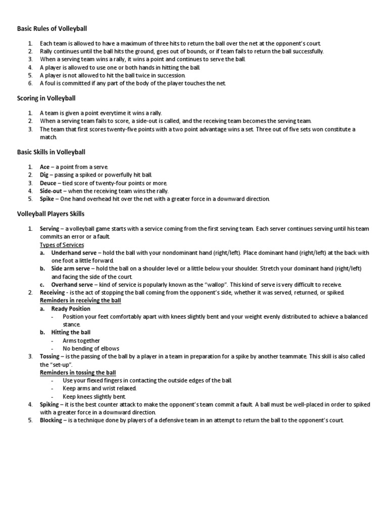 Basic Rules of Volleyball1 | PDF | Volleyball | Teams