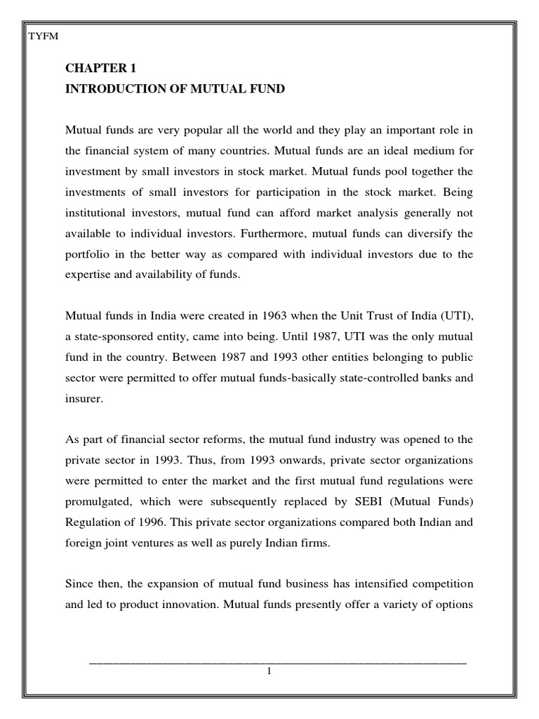 Introduction of Mutual Fund | PDF | Mutual Funds | Derivative (Finance)