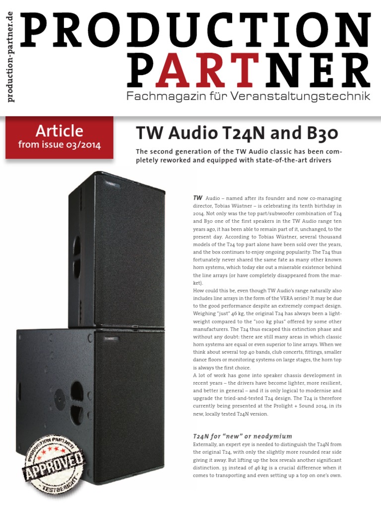 TW Audio T24N Speaker Overview | PDF | Loudspeaker | Distortion