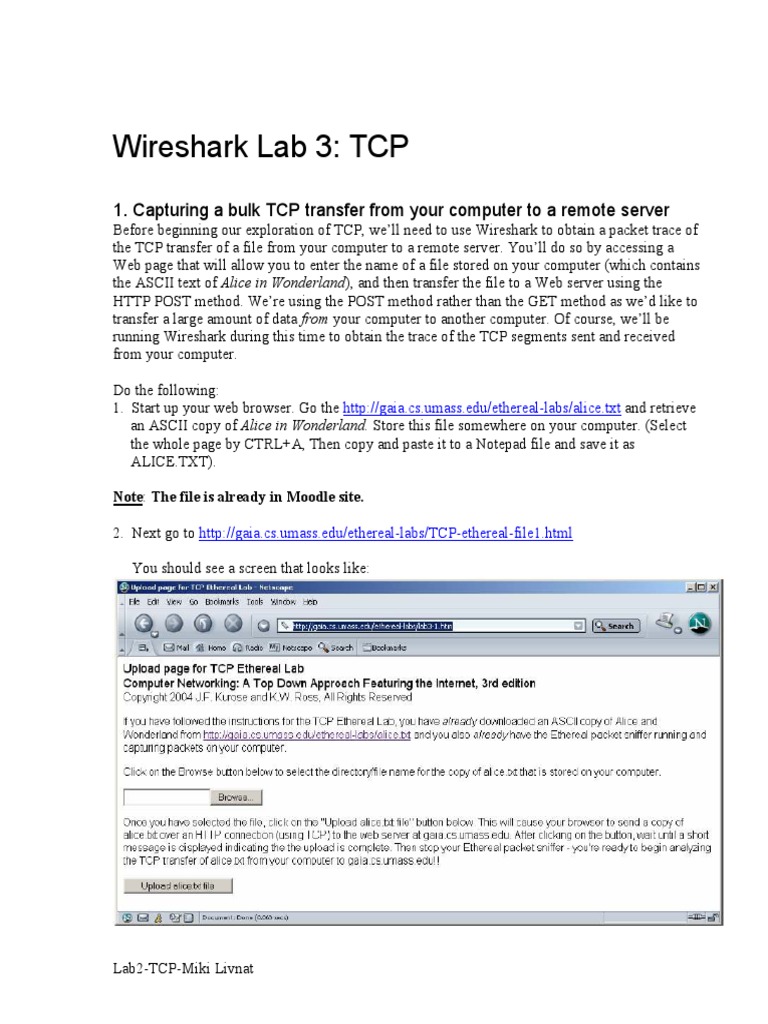 Lab3 TCP | PDF | Transmission Control Protocol | Hypertext Transfer Protocol