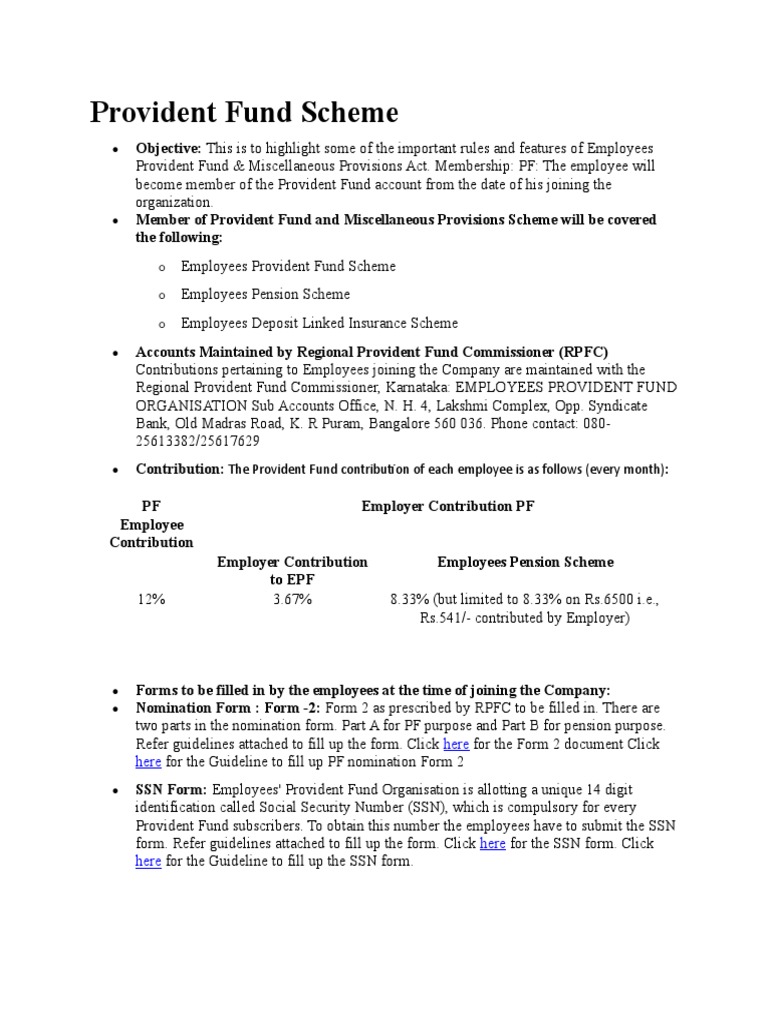 Provident Fund Scheme: The Provident Fund Contribution of Each Employee ...