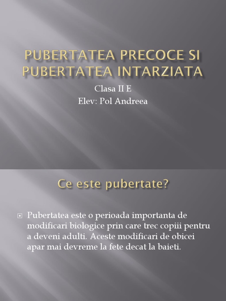 Pubertatea Precoce Si Pubertatea Intarziata | PDF