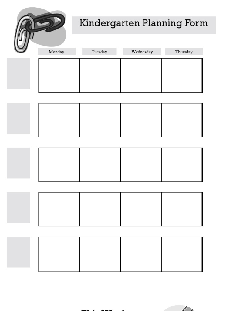 Kindergarten Weekly Planning Form | PDF