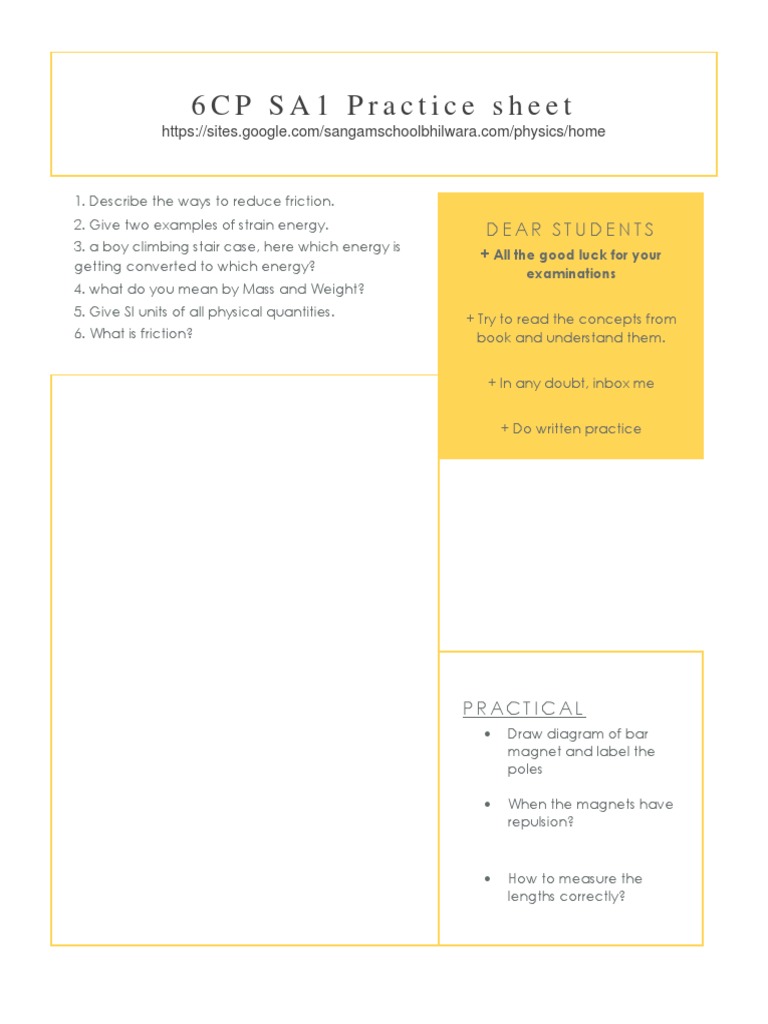Checkpoint Science Practice Sheet | PDF