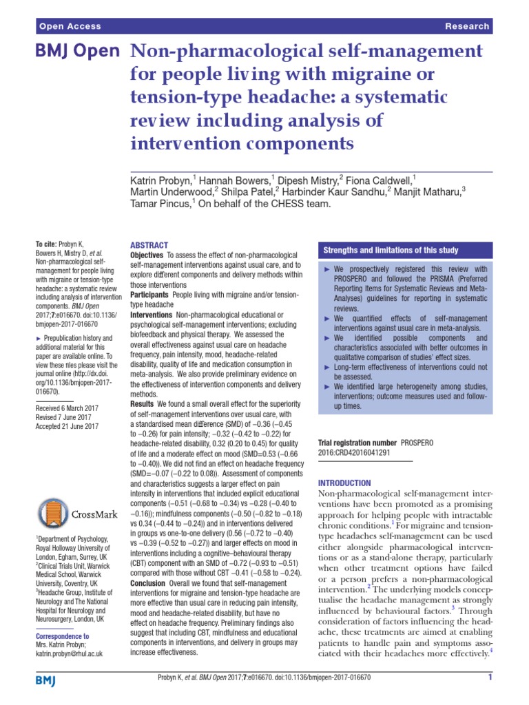 Jurnal Tth Pdf Headache Cognitive Behavioral Therapy