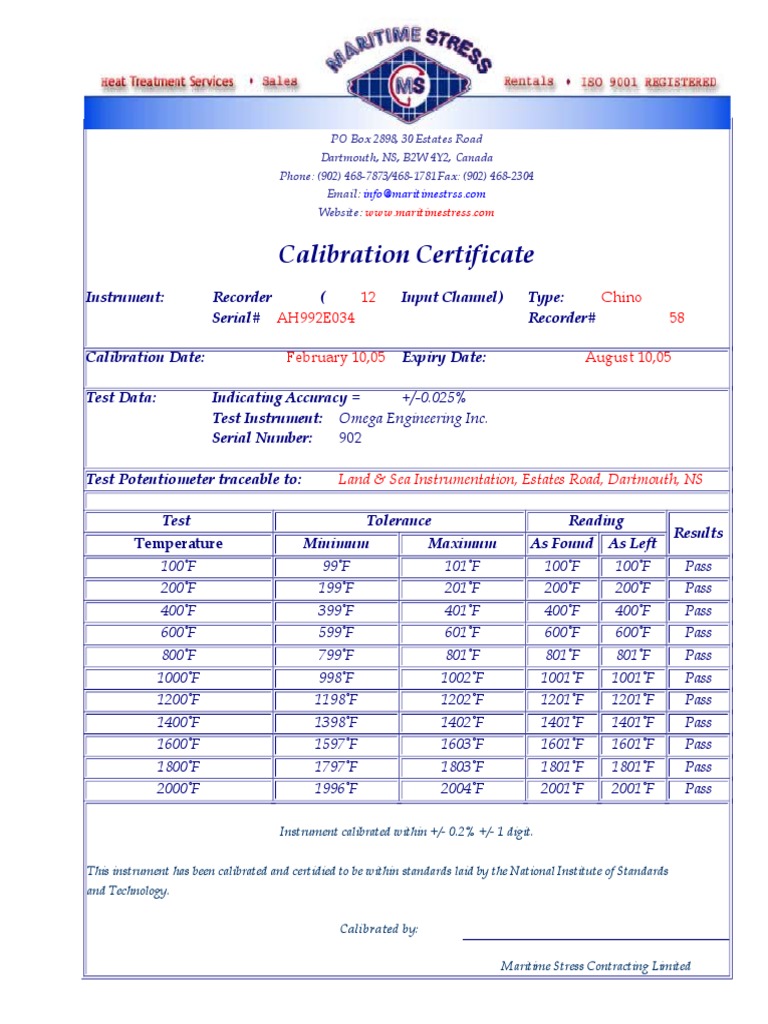 Calibration Certificate Sample | PDF | Calibration | Scientific Observation
